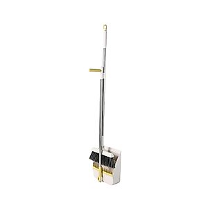 Brooms for Sweeping Indoor 180 Degree Rotatable Standing Storage Buckle Type Brooms and Dustpan Set with Scraping Teeth and Scraper Deep Cleaning Suitable for Home