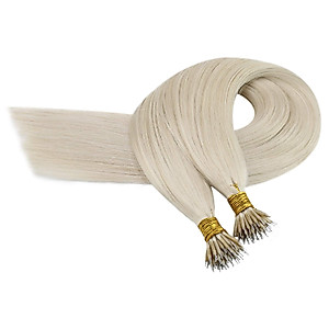 Sunny Hair Blonde Nano Extensions Human Hair 20inch for Women Nano Bead Hair Extensions Human Hair Platinum Blonde Nano Hair Extensions Human Hair Blonde Nano Hair Extensions Back to School 50g