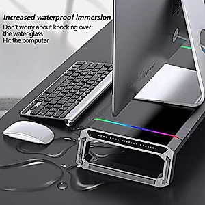 ARIOU Monitor Stand Riser, Foldable Monitor Riser Stand, Computer Monitor Stand Riser, Adjustable Height Computer Monitor Stand with USB 3.0 Hub & RGB Lights with 7 Lighting Effects, Desk Accessories