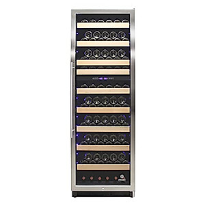 Vinotemp 215 Bottle Wine Cooler Refrigerator, Built-in or Freestanding Wine Fridge with Digital Temperature Control, Glass Door and Safety Lock, Right Hinge, 215 Bottle, Black