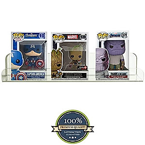 Huji 16 Inch Clear Acrylic Shelf with Rounded Corners for Books, Collectibles, Photos, Coffee Mugs, Makeup, Funko Pops, Toys, Spice Rack (Two Shelves)