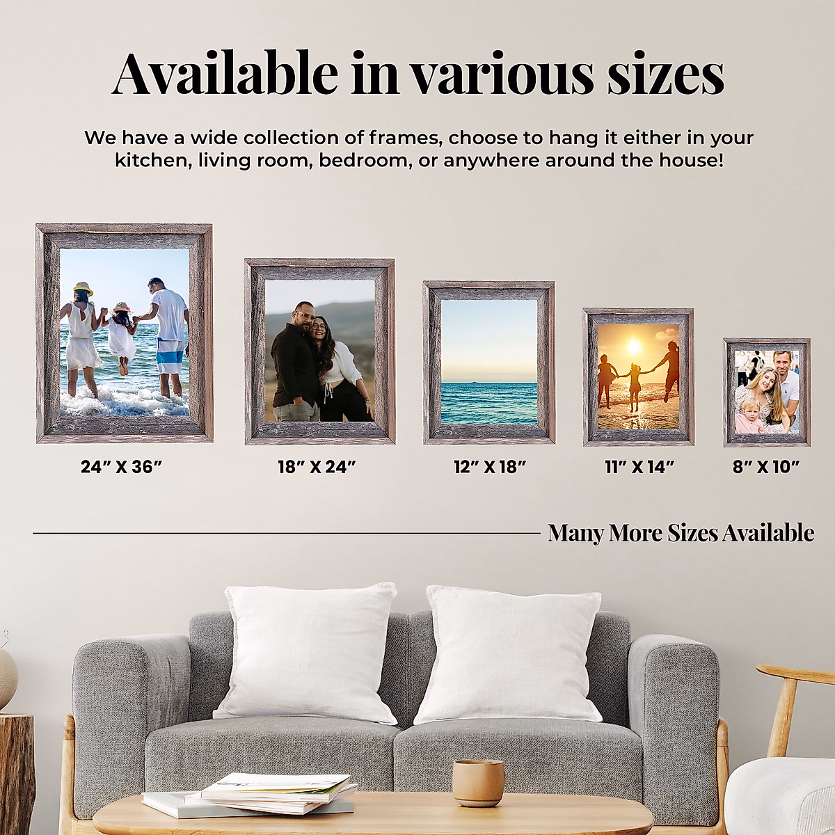 Farmhouse Style Rustic Picture Frame - Reclaimed Wood Photo Frame – Signature Wall Picture Frames for Living Room, Bedroom, Office Display - Wooden Frames for Décor Made in USA Natural Weathered Gray 16" x 20"