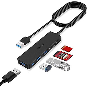 USB Hub 3.0 Splitter, TSUPY USB 3.0 Hub Multi USB Adapter Port Expander with 4ft Cable, SD/TF Card Reader & 3 USB 3.0 Ports Compatible for PC, Laptops, Surface Pro, MacBook, iMac Pro