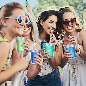 FoldTier 6 Pcs Clear Tumblers with Lid and Straw for Kids 12 oz Insulated Acrylic Double Wall Tumbler Toddlers Reusable Plastic Clear Cup Kids Straw Cup Plastic Kids Tumblers Bulk (Clear Lid)