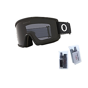 Oakley Target Line L OO7121 Matte Black/Dark Grey Ski Goggles For Men For Women + BUNDLE with Designer iWear Eyewear Kit