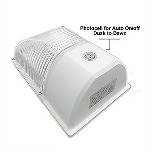 26W 3000LM LED Wall Pack Light, 100-277Vac 5000K Daylight, Photocell Dusk to Dawn Wall Pack, 150-250W MH/HPS Replacement, Outdoor Security Lighting Fixtures, Clear Lens (4-Pack White)