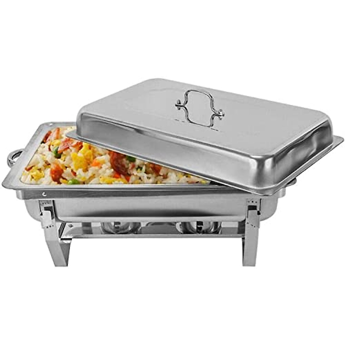 UZOURI Stainless Steel Chafing Dish Set Buffet Silver Catering Warmer Set, Rectangle Chafing Dish Set, for Buffet Catering Kitchen Party(Size:11L) (11L)