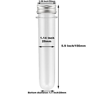SHEUTSAN 50 Pack 70ml Clear Test Tubes, 29 x 150mm Plastic Test Tubes with Screw Caps, Stand Bottom Test Tubes Containers for Gumball Candy Storage, Bath Salt, Bridal Shower, Wedding, Party Favors