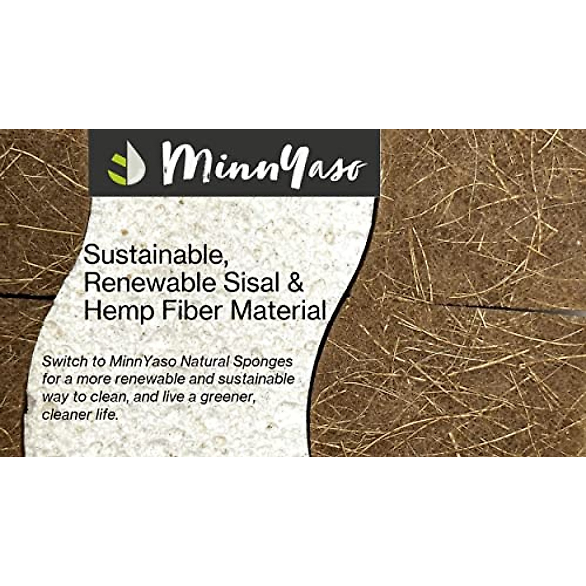 MinnYaso 12 Pack S-Shape Natural Sponges, Hemp Sisal Plant Based Scrubber Scouring Sponge, Eco-Friendly Odor Free Biodegradable Compostable Wood Pulp Sustainable Scrub Pads for Kitchen Dishes Bathroom
