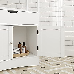 VASAGLE Bathroom Storage Cabinet with Drawer, 23.6 x 11.8 x 48 inches, White