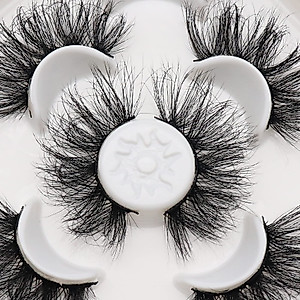 Veleasha Lashes Big Curl 3D Faux Mink Lashes 25mm Long Dramatic Fake Eyelashes for Gorgeous Eye Makeup, 5 Pairs Pack False Eyelashes (MS03)