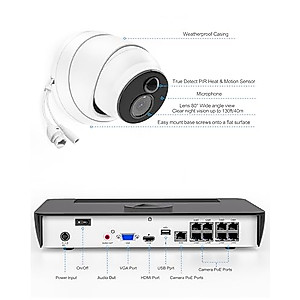 Swann 4K Master Security Camera System, 80° Wide Angle for Indoor/Outdoor Wired Home Surveillance, 8 Channel NVR with 2TB HDD, 4X Dome IP Cameras, Vandal-Resistant, Night Vision, True Detect,876804D