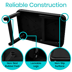 Vive Small Foot Step Stool for Adults (250LBS) - Portable, Foldable Platform - Reinforced Steel Design & Non-Slip Anti Skid Traction - Lightweight & Sturdy - Kitchen, Bedroom, Bathroom, Kids