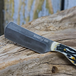 WHISKEY BENT HAT CO. Bullcutter 5 Fixed Blade 440C Stainless Steel 6.5" Overall Length w/Leather Sheath (Burnt Bone)