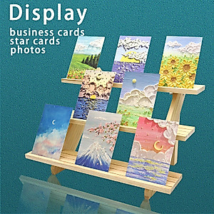 Auroal 3 Tier Earring Display Stands For Selling, Retail Display Riser Earring, Ring Holder Stand, Removable Countertop Small Merchandise Display Stand, for Figures,Cupcake, Photo (Wood color)