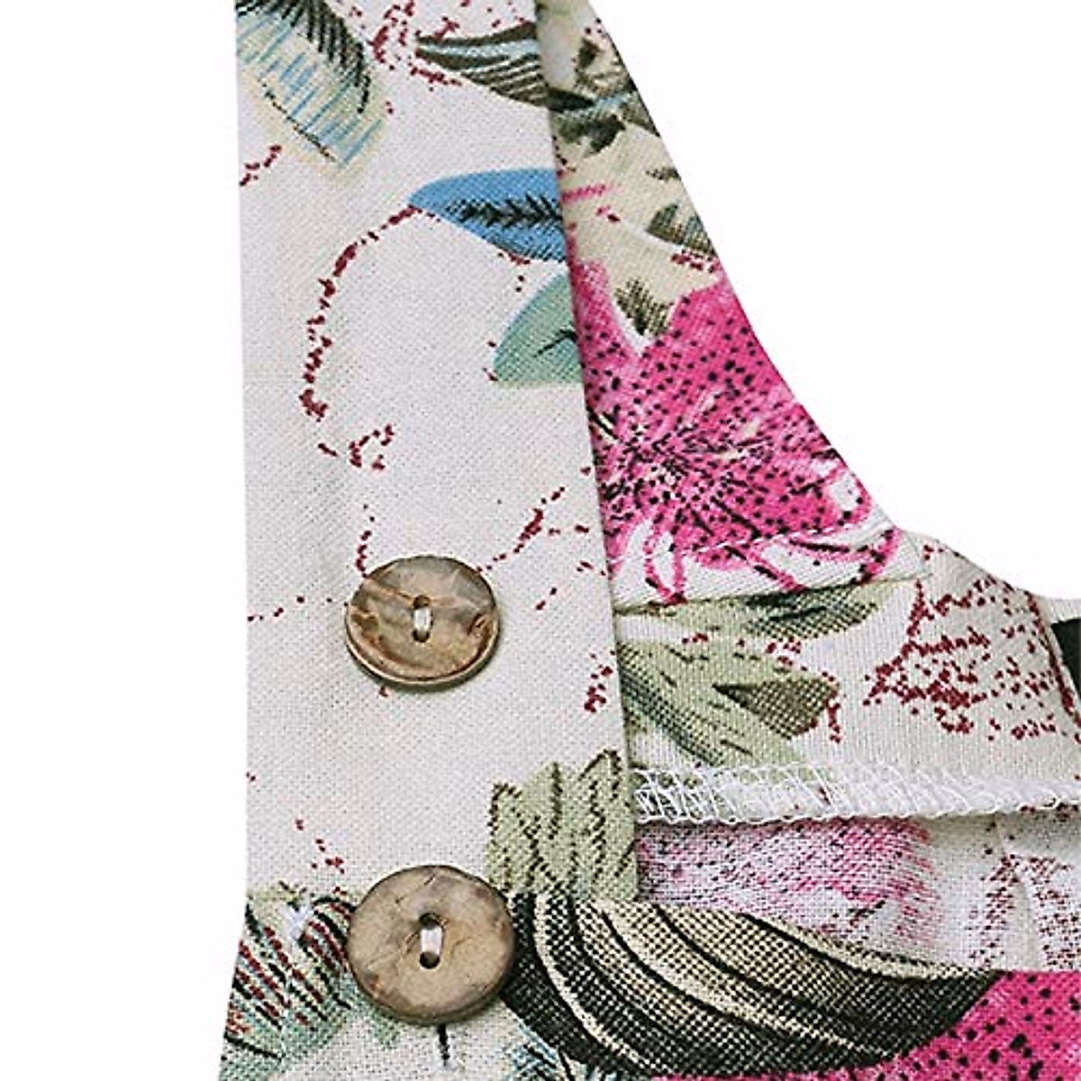 Sdeycui Women's Landscape Floral Printed High Waist Loose Romper Jumpsuit with Pocket(White, M)