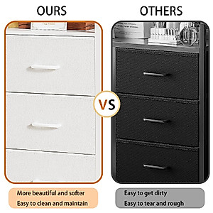LAKEMID Dresser with Hanging Rack, Cute Wardrobe Dresser with Charging Station and LED Lights, White Dresser with 3 Drawers and 2 Tier Shelves, for Hallway, TV Stand Use