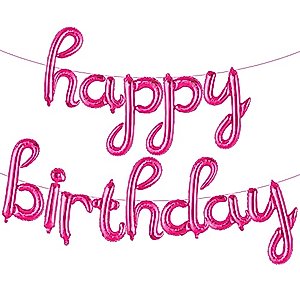 KatchOn, Pink Happy Birthday Balloon Banner - 16 Inch | Happy Birthday Balloons Letters, Hot Pink Birthday Decorations | Hot Pink Happy Birthday Banner, Pink Party Decorations | Pink Birthday Banner