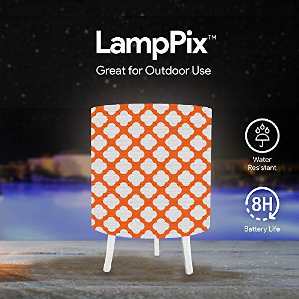 5x7 Inch LED Desk Lamp - Light Orange Clover Custom Canvas Printed Table Light 16 Colors - 5 Level Dimmer - 4 Lighting Effects - Rechargeable Light - Remote Control. by LampPix Made in The USA.