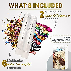 Large Confetti Cannons Multicolor - 8 Pack Confetti Poppers Bulk, Streamer Cannons| Party Poppers Confetti Shooters| Glitter cannons for Celebrations, Photography, Birthday, Glitter Bomb Prank Package