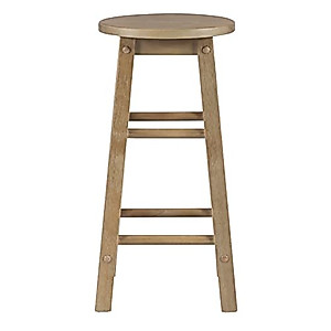 Linon Zeke Grey Wash 24" Counter Stool with Round Seat