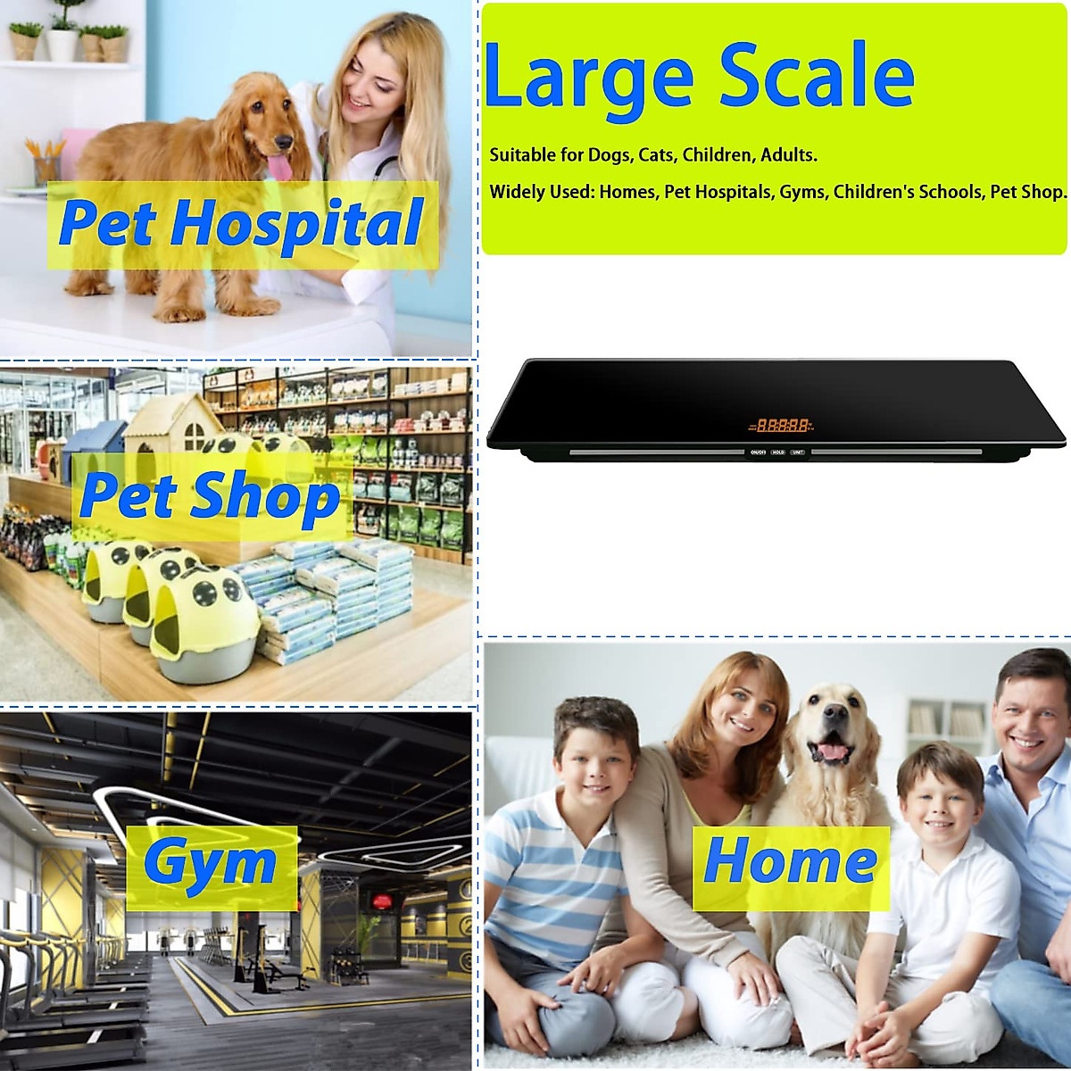 Large Breed Dog Weight Scale, Max Capacity 220 lbs, Surface, Easy Read LCD, Tempered Glass Platform, Includes Comfort Cushion, Ideal for Families and Veterinary Offices, XL(31.5inches)