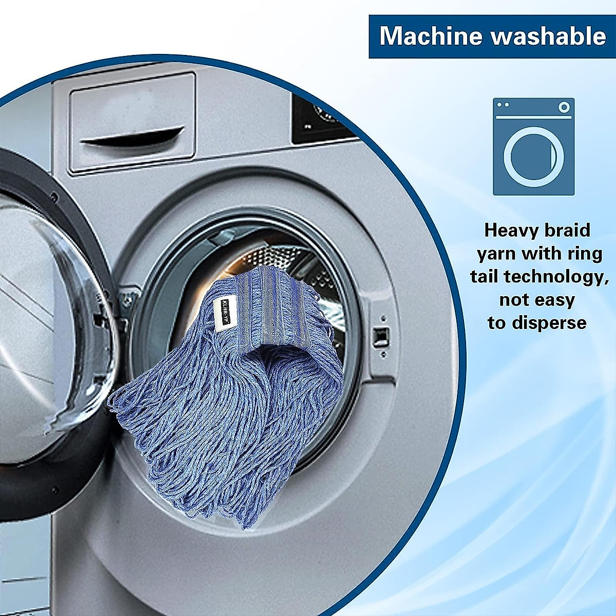 Mop Head Replacement,Mop Heads Commercial,Cleaning Mop Heavy Duty Cotton Looped End String,Wet Industrial Cleaning Mop Head Refill,Reusable Washable Mops for Floor Cleaning Machine Washable(black4)