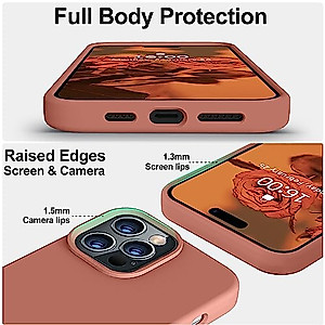 Vooii Compatible with iPhone 14 Pro Max Case, Upgraded Slim Liquid Silicone Case, [Anti-Scratch Soft Microfiber Lining] Full Covered Soft Gel Rubber 14 Pro Max iPhone Case 6.7 inch - Caramel