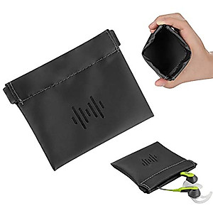 Geekria Soft Elastic Earbuds Pouch Case/Headphone Carrying Bag/Universal Headphone Protection Pouch/Pocket Earphone Case/Coin Purse Change Holder/Portable Travel Bag (Black)