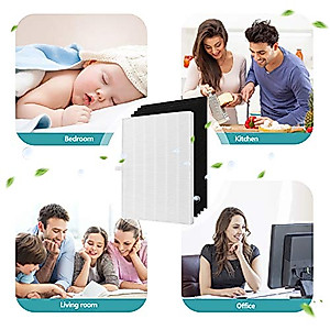 Lhari 2-Pack115115 HEPA Filter Size 21 with 8 x Activated Carbon Pre-Filters Compatible with Winix Air Purifier P300, 5300, 5500, 6300, C535 & 290, 300, DX95, AP-300PH