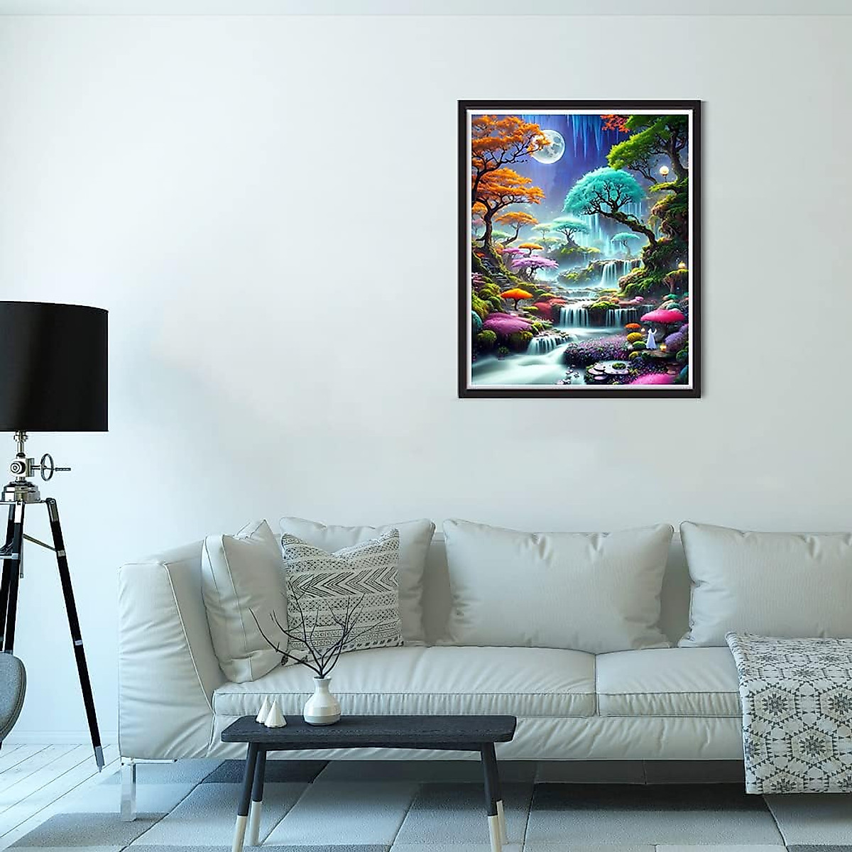 WisonDap Magical Moon Forest Diamond Art Kits for Adults,Moon Landscape Diamond Art Kits Full Drill Crystal Rhinestone Diamond Embroidery Craft Kits for Home Wall Decor Inch12X16