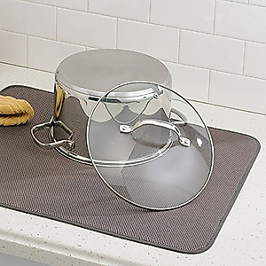 iDesign iDry Absorbent Kitchen Countertop Dish Drying Mat - 24" x 18", Mocha/Ivory