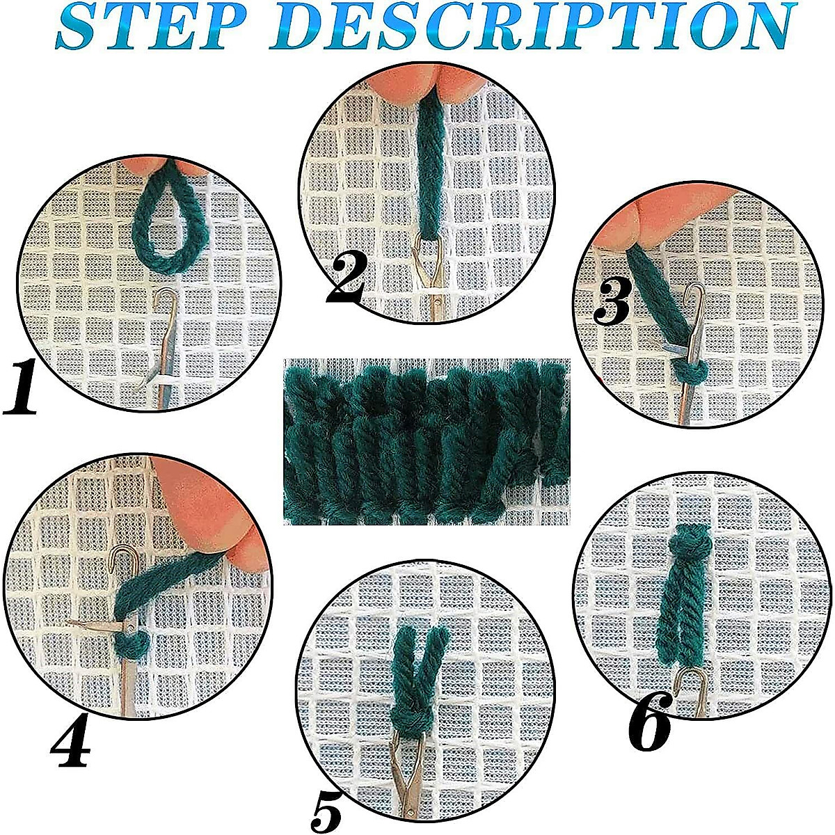 Abstract Moon Mordern Graphic Latch Hook Pillow Kit for Adults Throw Pillow Cover with Printed Canvas DIY Hook Crochet Yarn Needle Craft Easy Handmade Cushion 43x43cm(1)