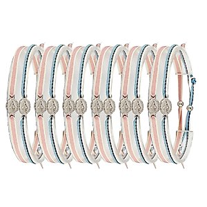 Needzo Miraculous Virgin Mary Adjustable Ribbon Bracelets, Pink and Blue Catholic Friendship Bracelets, Inspirational Gifts for Women, Pack of 12