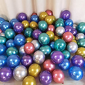 Metallic Assorted Balloons for Party 100 pcs 5 inch Thick Latex Chrome balloons for Birthday Wedding Engagement Anniversary Christmas Festival Picnic or any Friends & Family Party Decorations