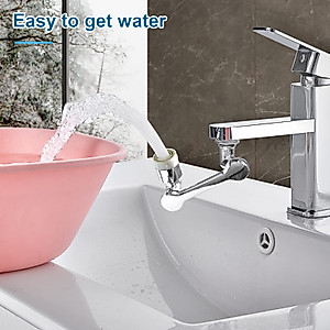 Faucet Extender 1080°Rotating Swivel, Sink Water Faucet Aerator Extension in Brass Swivel Robotic Arm for Bathroom Kitchen with 2 Water Flow Modes