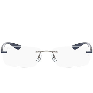 Ray-Ban RX8724 Titanium Rectangular Prescription Eyeglass Frames, Matte Gunmetal/Demo Lens, 54 mm