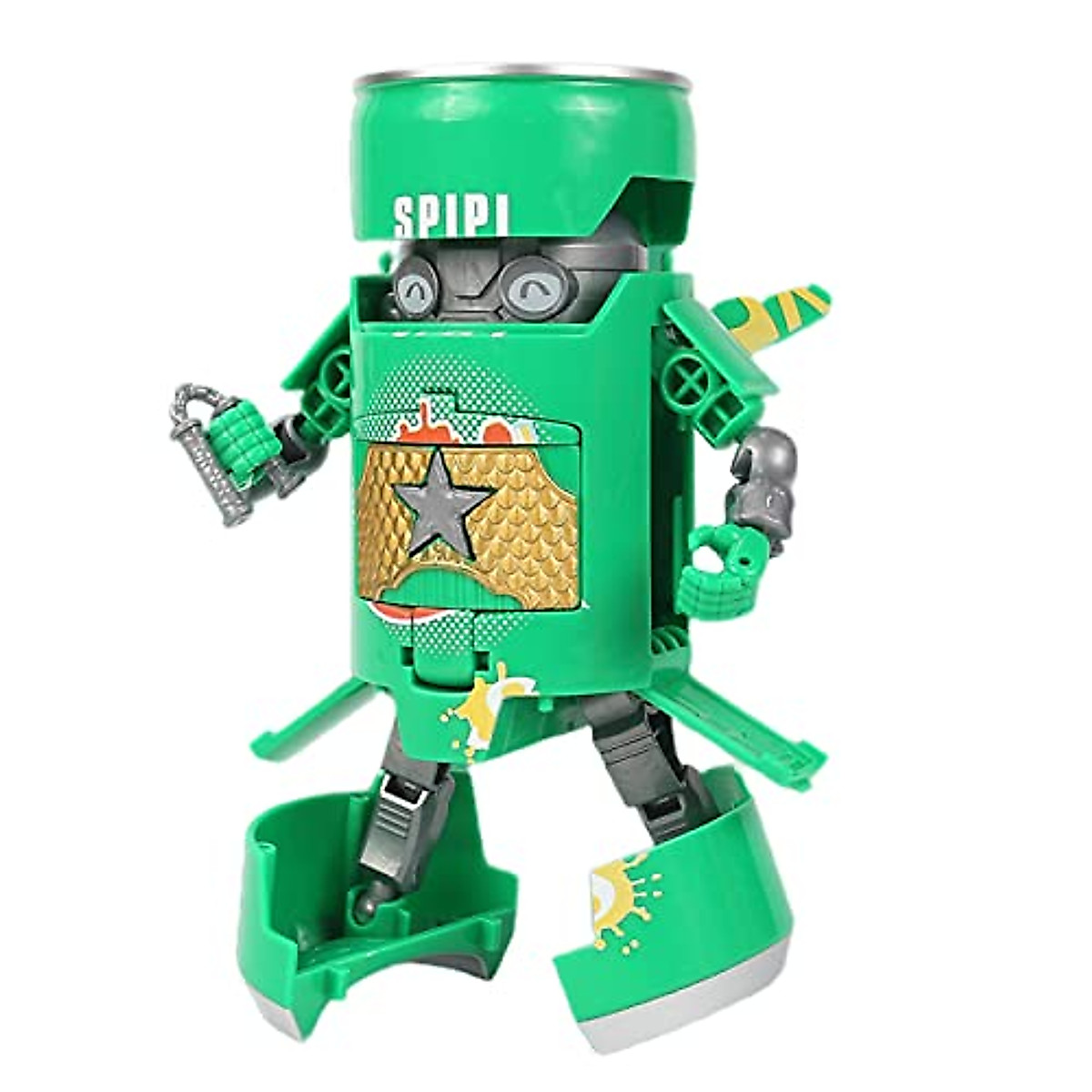 yuye-xthriv Robot Warrior Model Game Toy Coke Cans Design Children Robot Warrior Toy Model Green