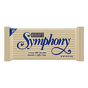 HERSHEY'S SYMPHONY Chocolate Almond Toffee XL, Candy Bars, 4.25 oz (16 Pieces, 12 Count)