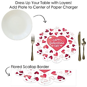 Big Dot of Happiness Happy Galentine’s Day - Valentine’s Day Party Round Table Decorations - Paper Chargers - Place Setting for 12