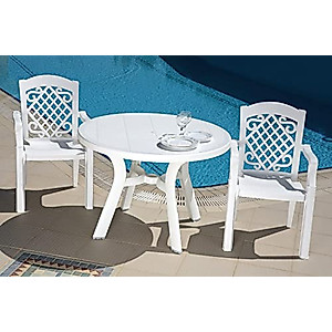 Compamia Truva 42" Round Resin Patio Dining Table in White, Commercial Grade