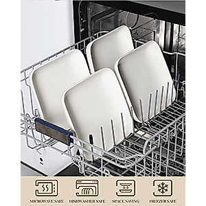 MALACASA Pasta Bowls 32 oz, Ceramic Pasta Bowl Large Salad Bowls Set of 4, Durable Porcelain 8 Inch Square Serving Dishes, Microwave, Oven, Dishwasher Safe, Series IVY