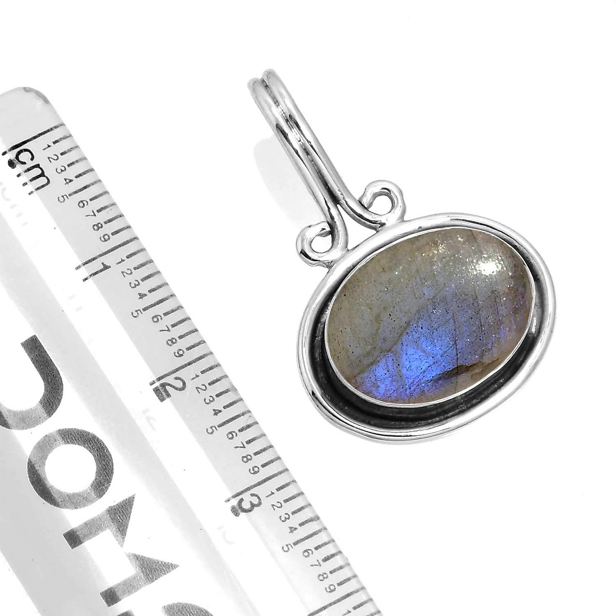 JEWELOPORIUM 925 Sterling Silver Pendant for Women Gray Genuine Labradorite Stone Boho Silver Pendant Necklace New Year Gift Statement Jewelry