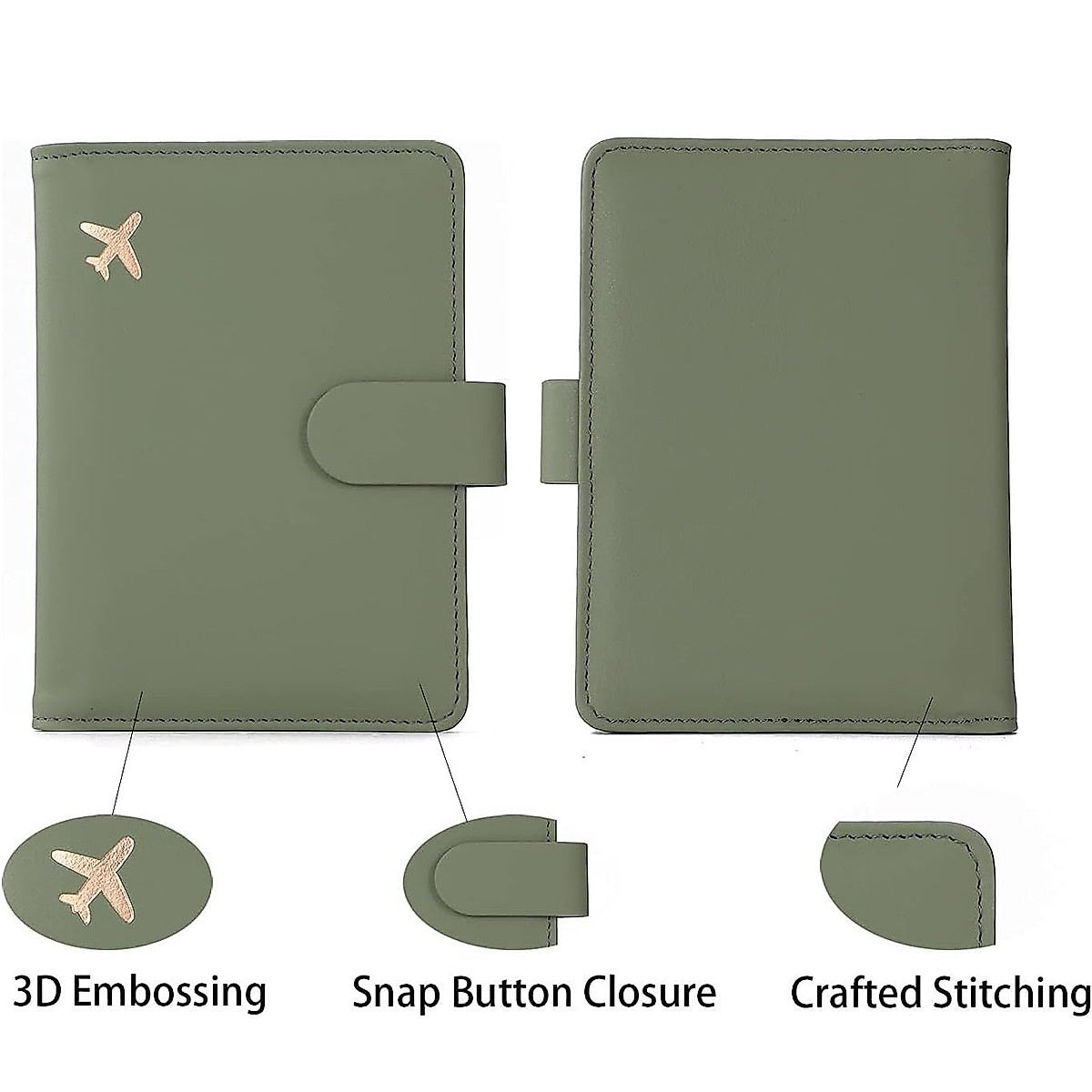 Melsbrinna Passport Holder Covers Case, Waterproof Rfid Blocking Travel Wallet Passport Holder with Pen Holder, Cute Passport Book for Women/Men (Moss green)