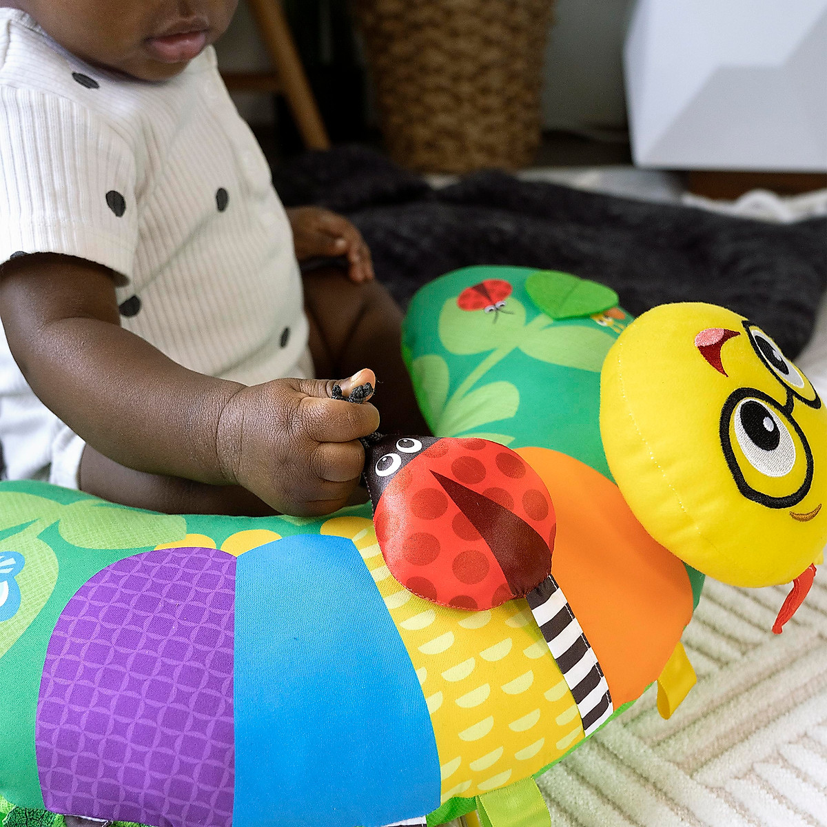 Baby Einstein Cal-a-Pillow Tummy Time Activity Pillow, Multisensory, Cal The Caterpillar, Ages 0+ Months