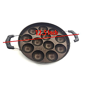 G and D Aluminum 12 Cavity Non-Stick Appam Patra 2 Side Handle with Stainless Steel Lid Paniyaram Appam Pan Maker Gas stove Compatible