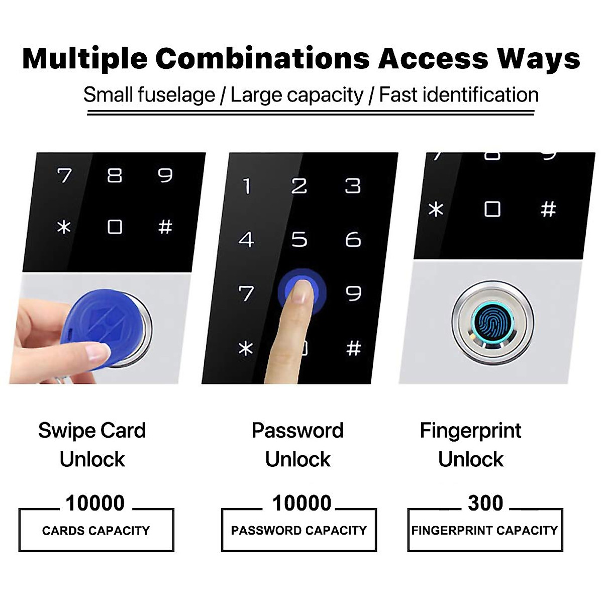 AMOCAM Fingerprint Password Access Control System with 5PCS ID Key Fobs, Fingerprint Door Lock Keypad Controller Support 10000 Users, Weatherproof, Backlight, Zinc Alloy Metal, Touch Panel