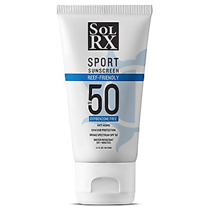 SolRX SPORT SPF 50 Sunscreen, Oxybenzone Free, Broad Spectrum UVA/UVB, Fragrance Free, Reef Friendly