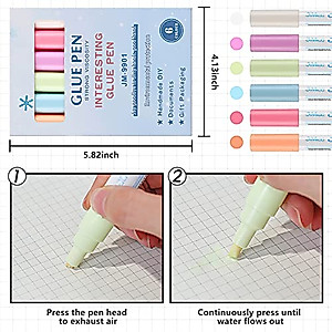 SAYEEC Scrapbook Quick Dry Glue Pen, 6 Pcs Adhesive Glue Pens with 12 Jars Fine Glitter, Crafting Fabric Liquid Glue Pen, Chisel Tip Dispensing Pen for Card Making, Papercrafts, DIY Foil-Stamping