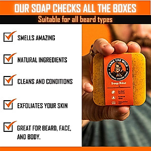 Tame the Wild Orange Walnut Beard Soap - Natural Beard Wash - Beard Shampoo & Conditioner - Mens Exfoliating Face & Body Scrub - Made of Shea Butter & Coconut Oil - 1 5oz Bar - Father's Day Gift